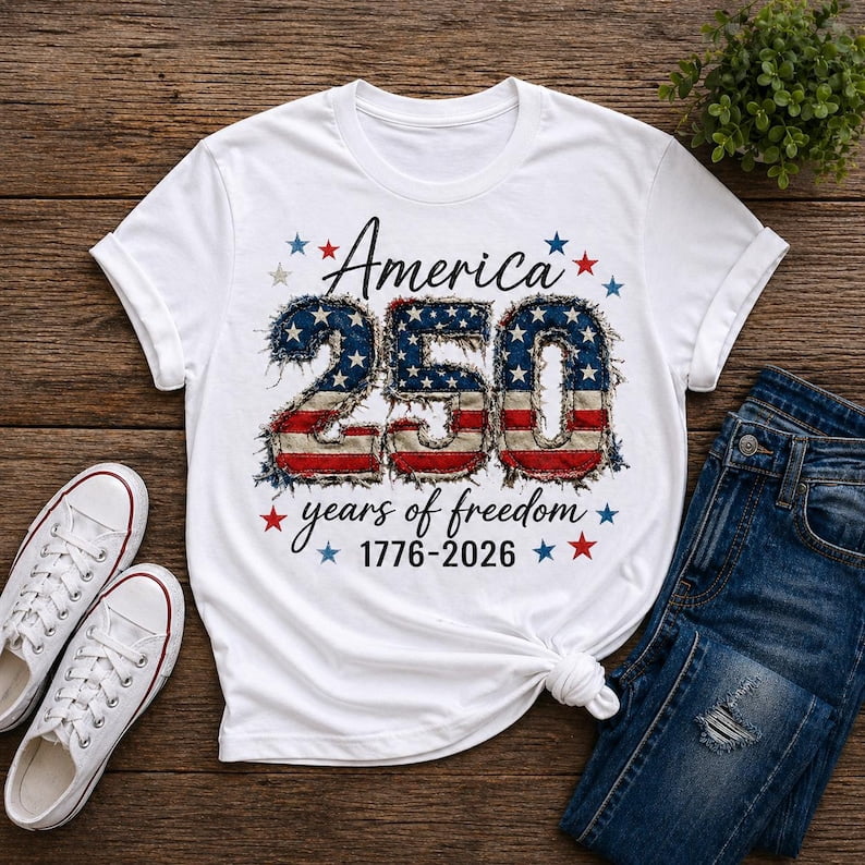 250th Anniversary America Shirt, Patriotic 1776-2026 USA Flag Graphic ...