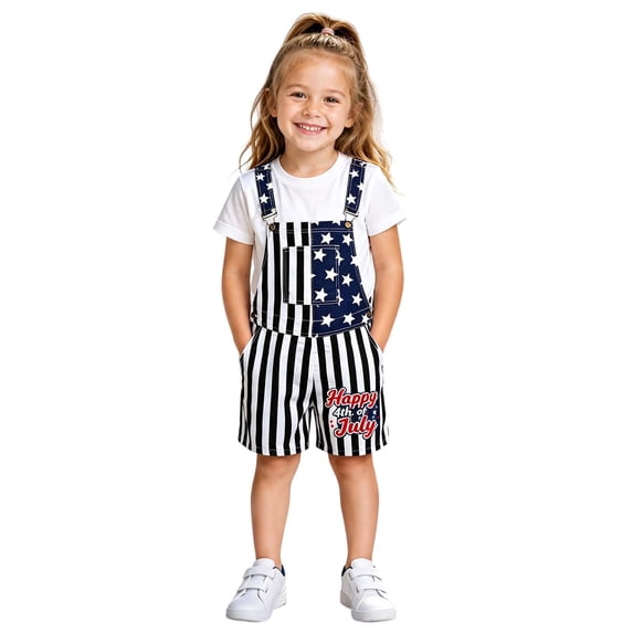 250th Anniversary American Flag Boys Overalls Adjustable Straps 4th of ...