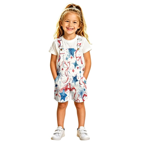 250th Anniversary American Flag Overalls, Floral Patriotic Romper ...