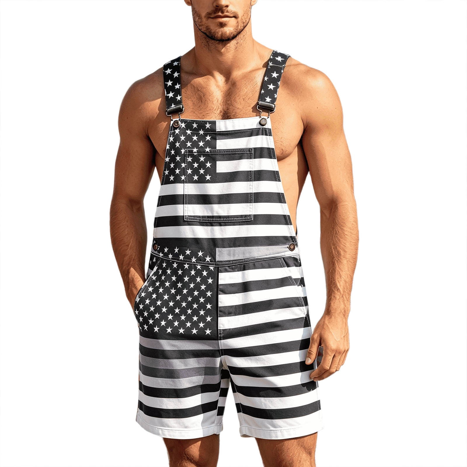 250th Anniversary American Flag Overalls Men Shorts 4th of July ...