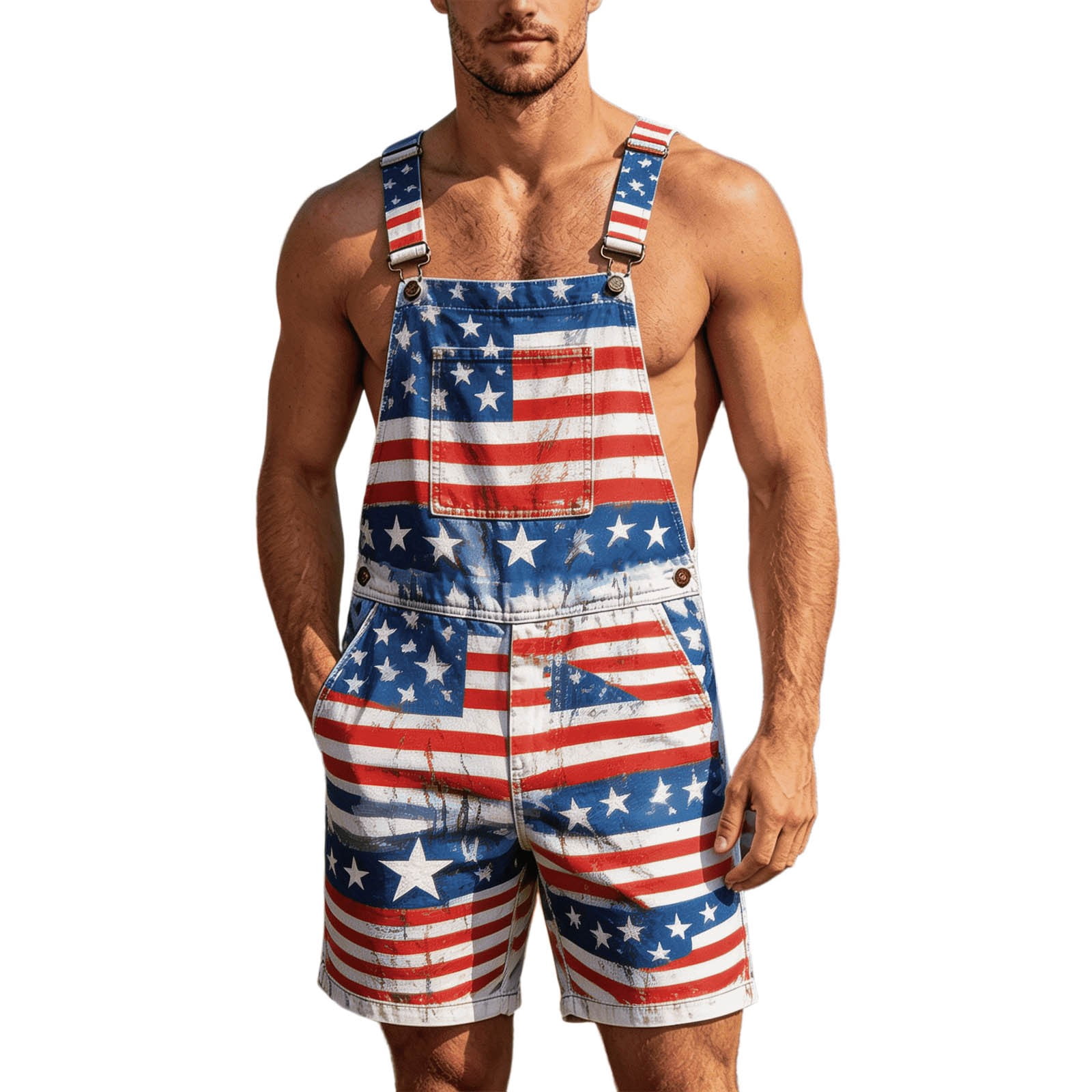 250th Anniversary American Flag Overalls Men Shorts 4th of July ...