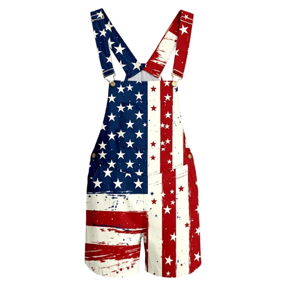 250th Anniversary American Flag Overalls Men Shorts Loose Fit Patriotic ...