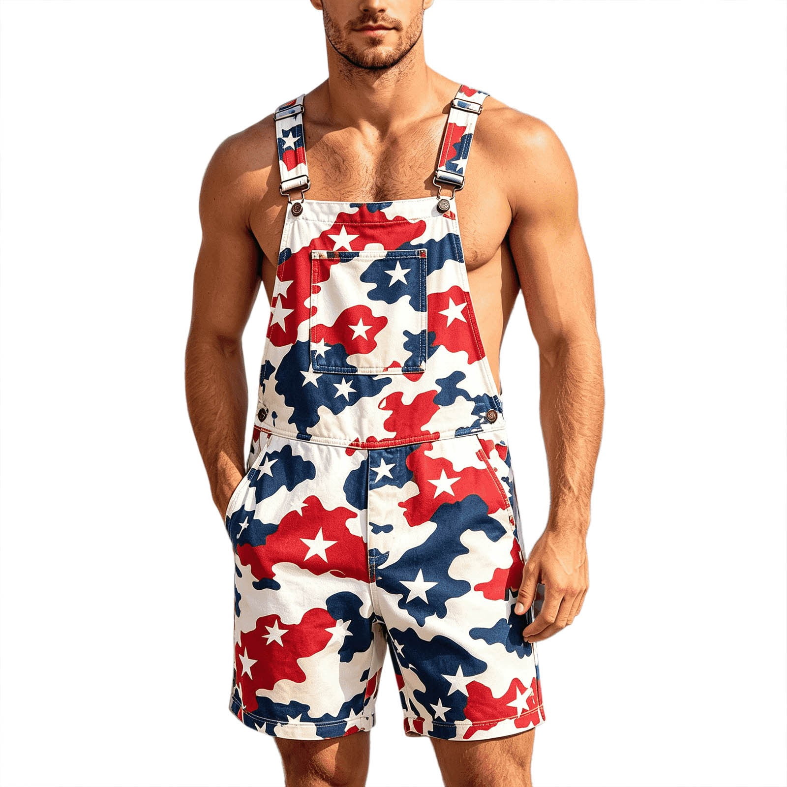 250th Anniversary American Flag Overalls for Men Patriotic Bib Overalls ...