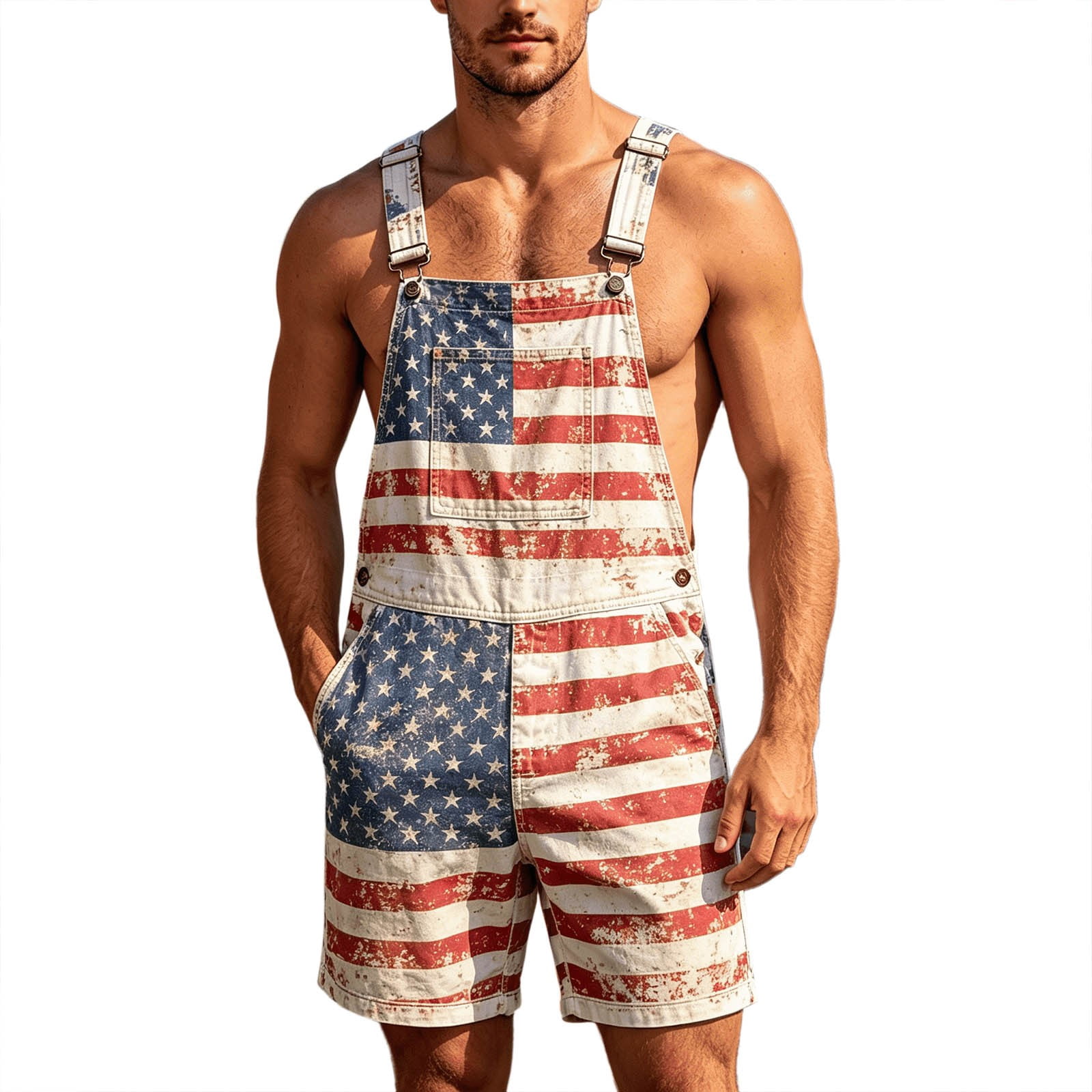 250th Anniversary American Flag Overalls for Men Patriotic Bib Overalls ...