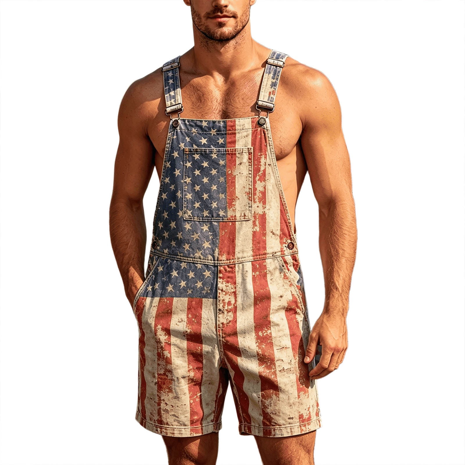 250th Anniversary American Flag Overalls for Men Patriotic Bib Overalls ...