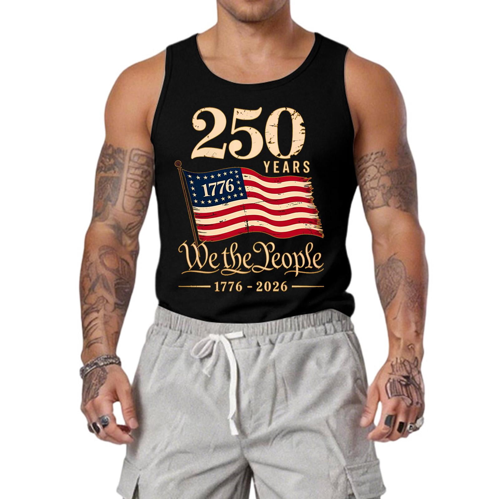 250th Anniversary American American Flag Tank Tops 4th of July Shirts ...
