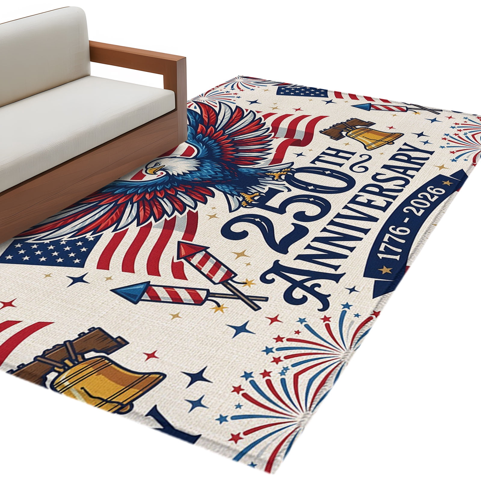250th Anniversary Area Rug 3x5 Washable Rug Non Slip American Star ...
