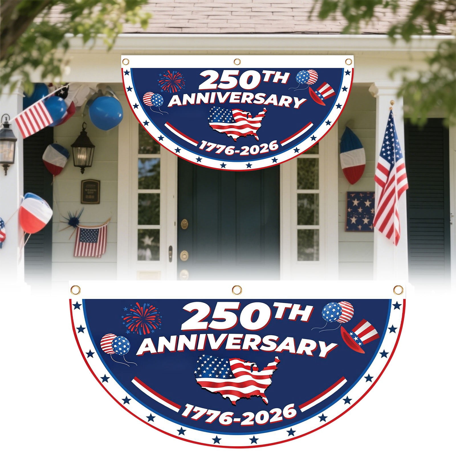 250th Anniversary Banner Patriotic Sign American Flag Decoration for ...