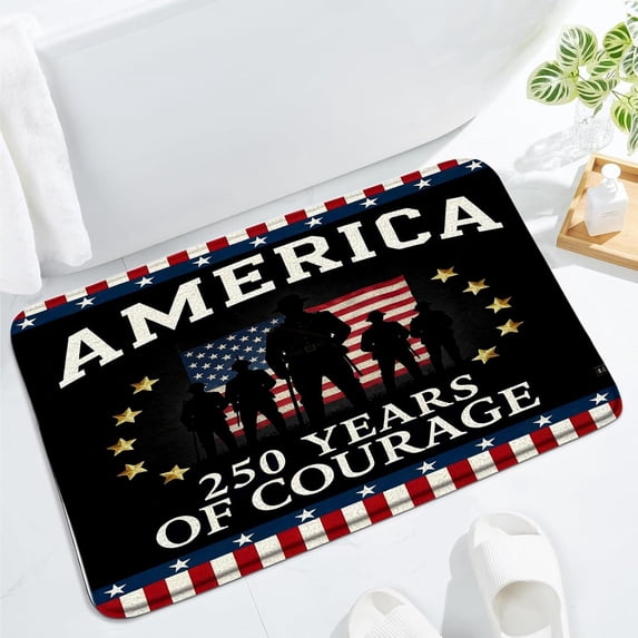 250th Anniversary Bath Mat Black 4th of July Soldier American Flag Star ...
