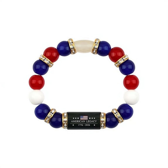 250th Anniversary Beaded Bracelet, Red White Blue Patriotic Stretch ...