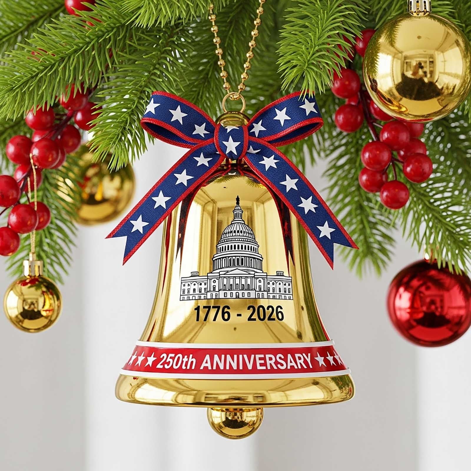250th Anniversary Bell Ornament, United States Commemorative Acrylic ...