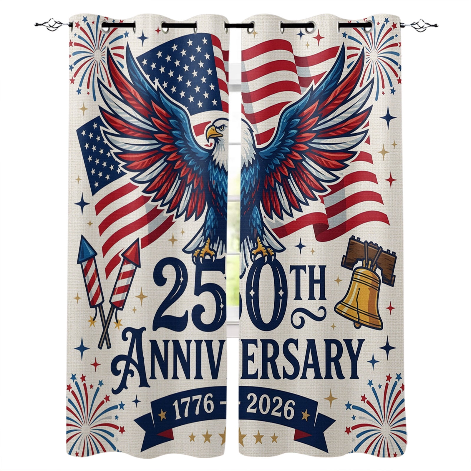 250th Anniversary Blackout Curtains for Bedroom Living Room Darkening ...