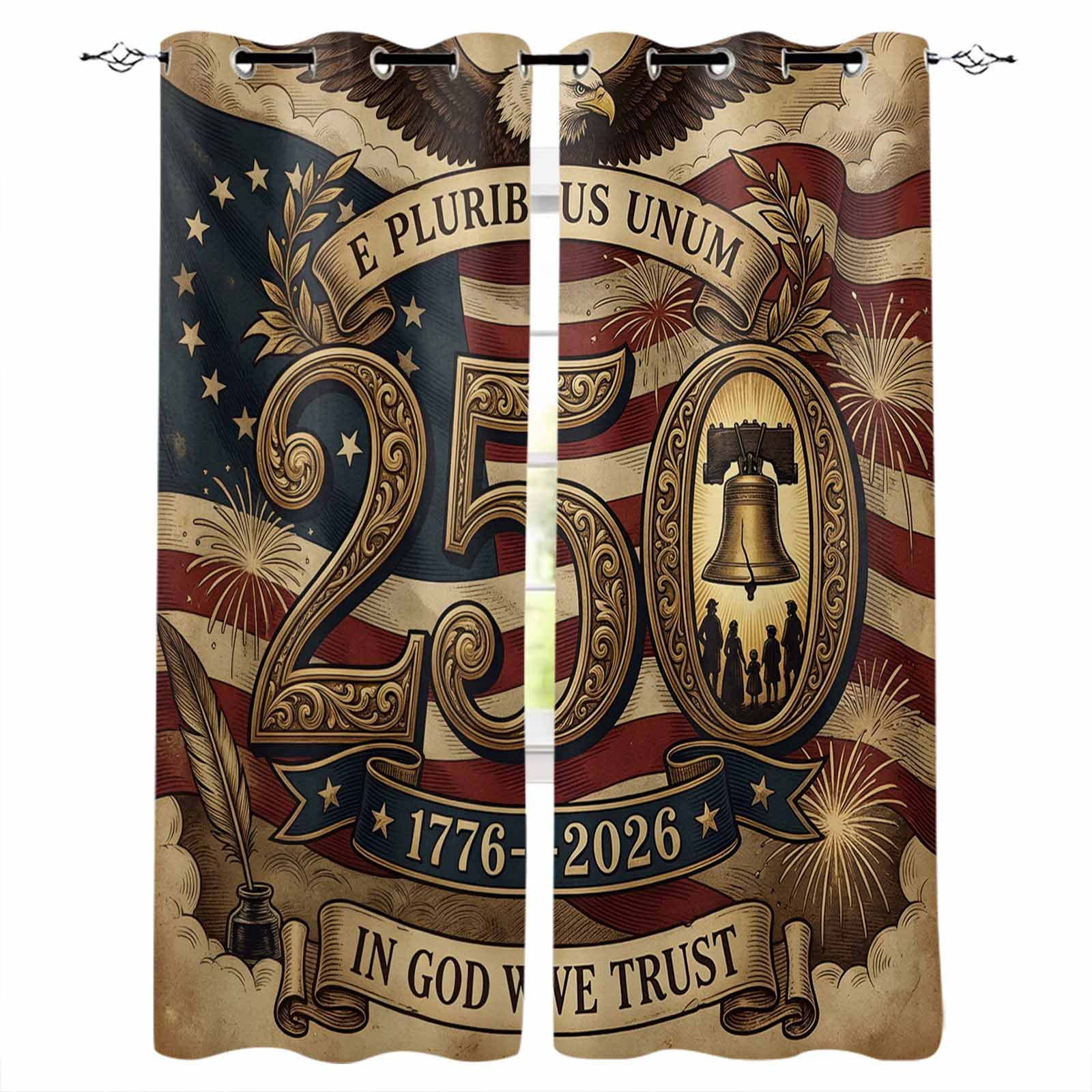 250th Anniversary Blackout Curtains for Bedroom/Living Room, Thermal ...