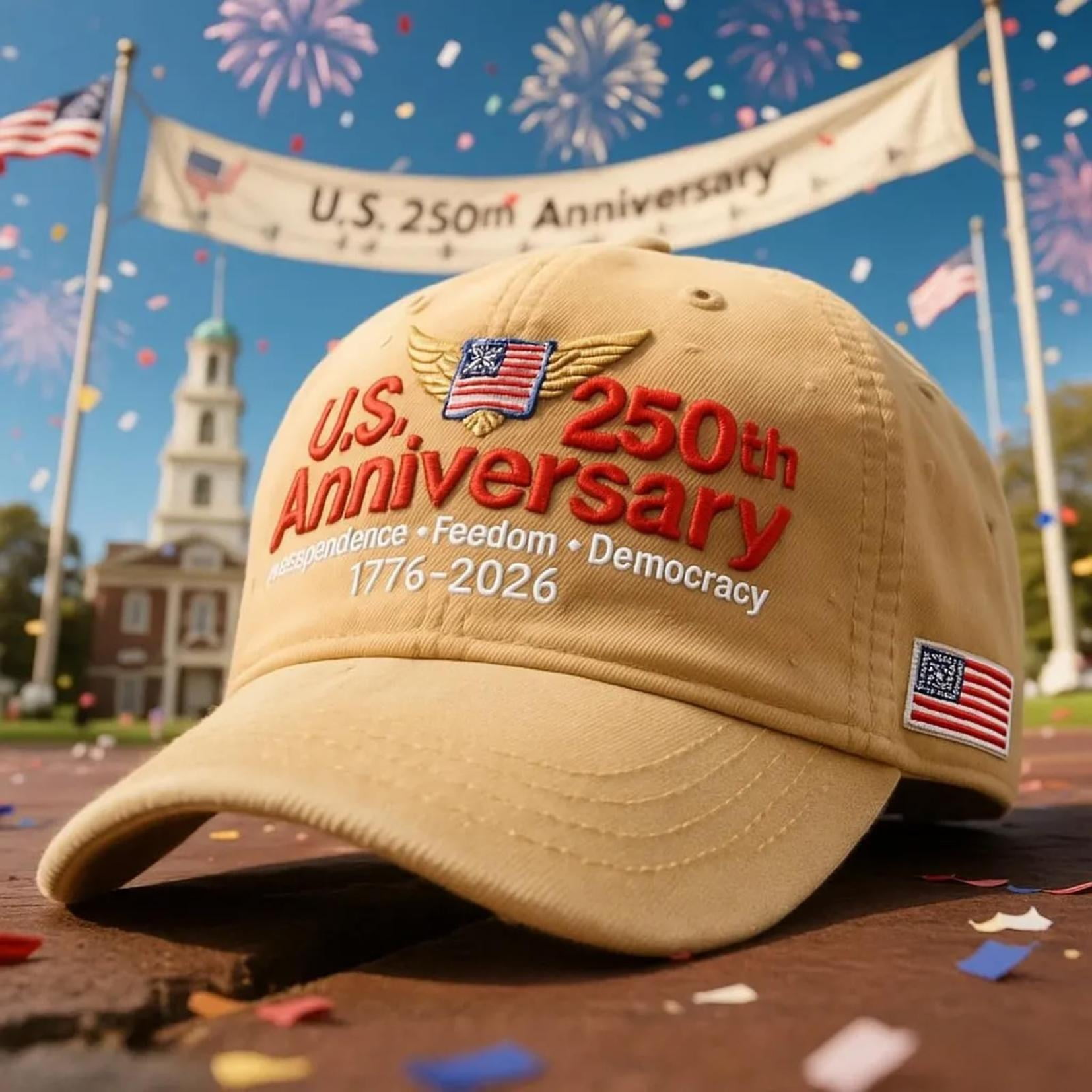250th Anniversary Cap Made in U.S, AdjU.S.table Patriotic Red Baseball ...