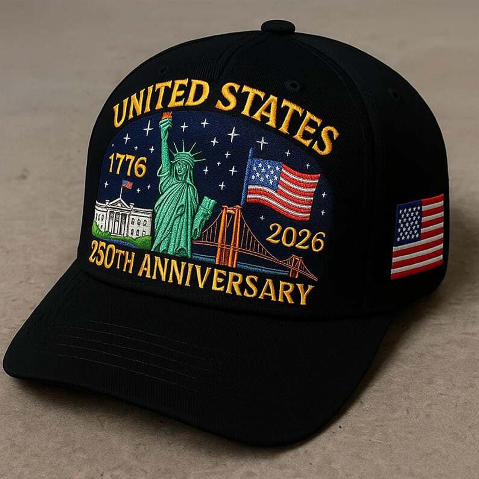 250th Anniversary Commemorative Hat, Black Patriotic Baseball Cap With ...