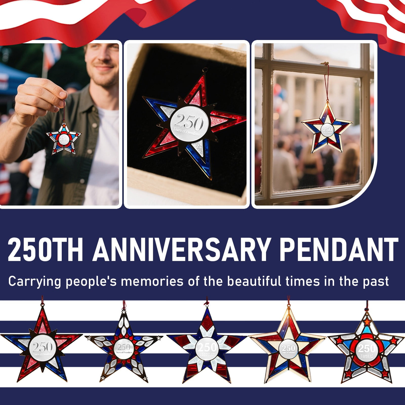 250th Anniversary Commemorative Sun Catcher Patriotic Window Hanging ...