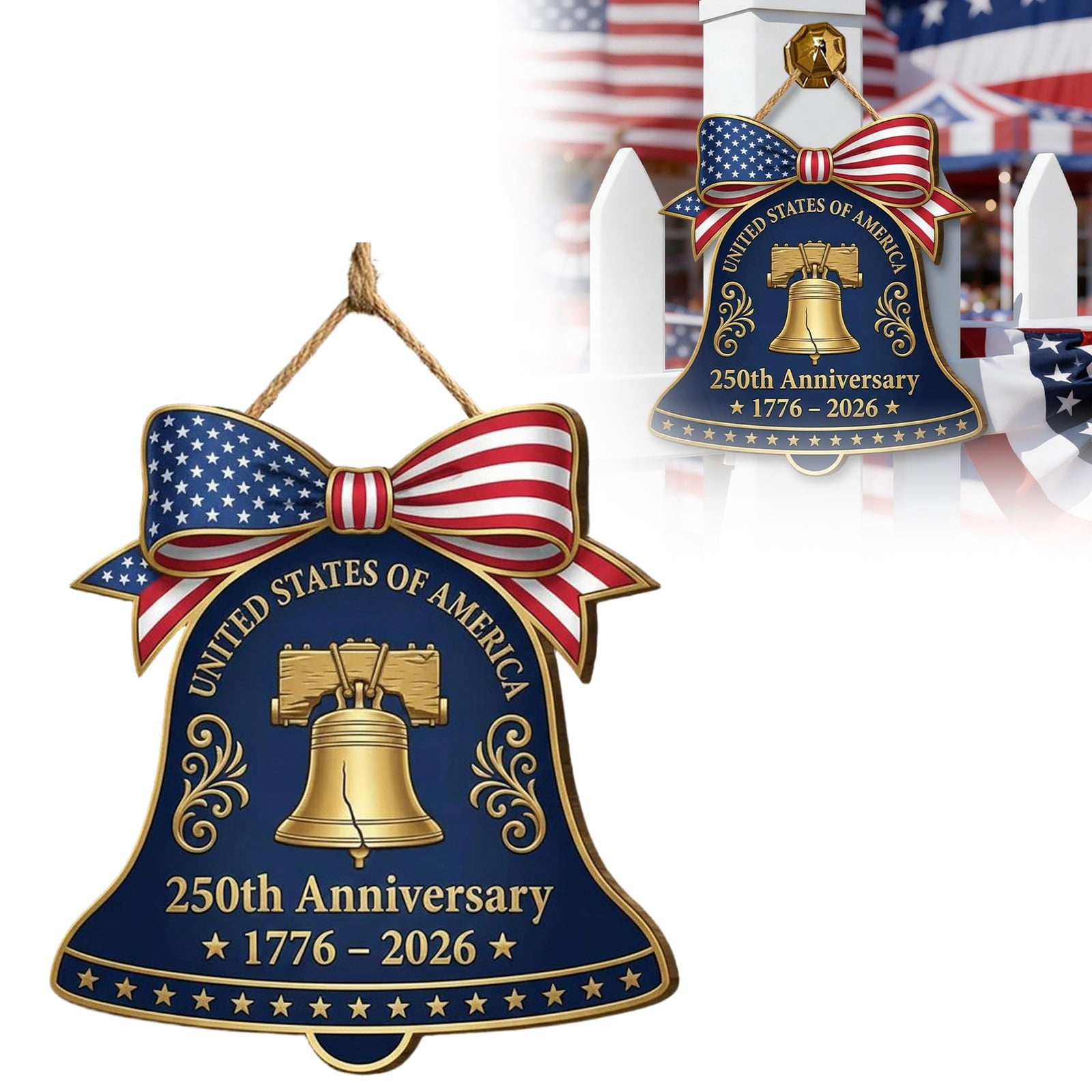 250th Anniversary Door Sign, 1776-2026 Patriotic Liberty Bell Wall ...