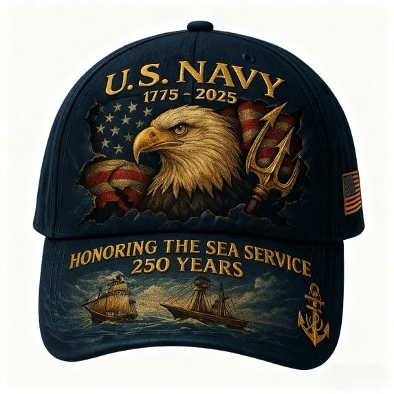 250th Anniversary Eagle Anchor Military Cap - US Navy 1775-2025 RIDE ...