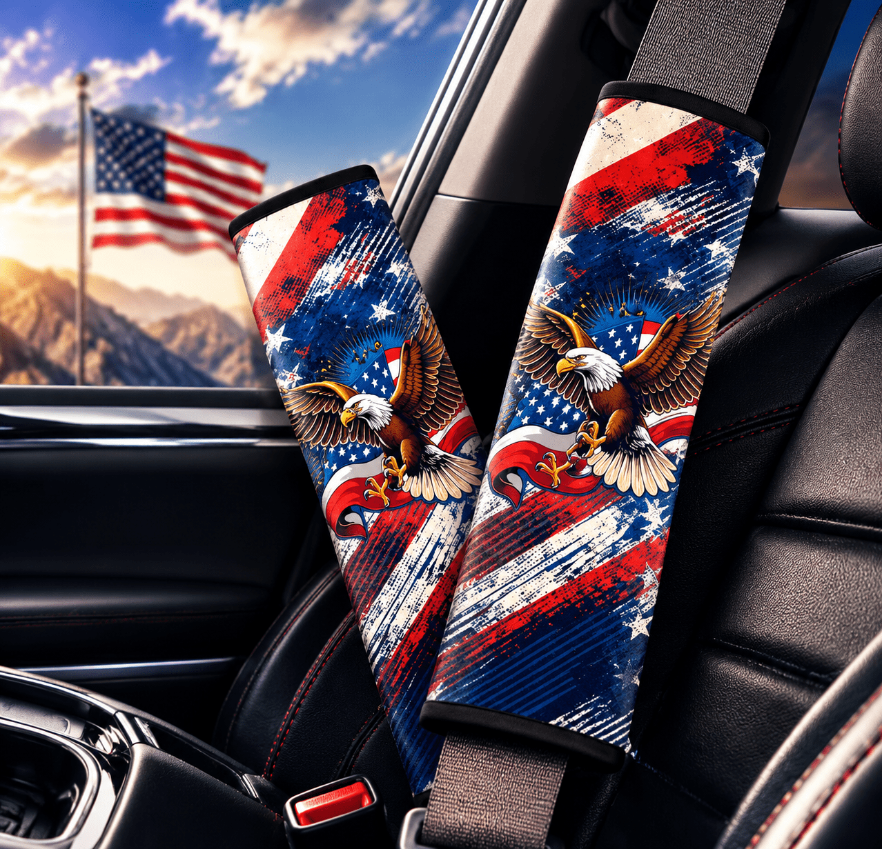 250th Anniversary Eagle Car Seat Belt Covers for Women 2 Pcs Universal ...