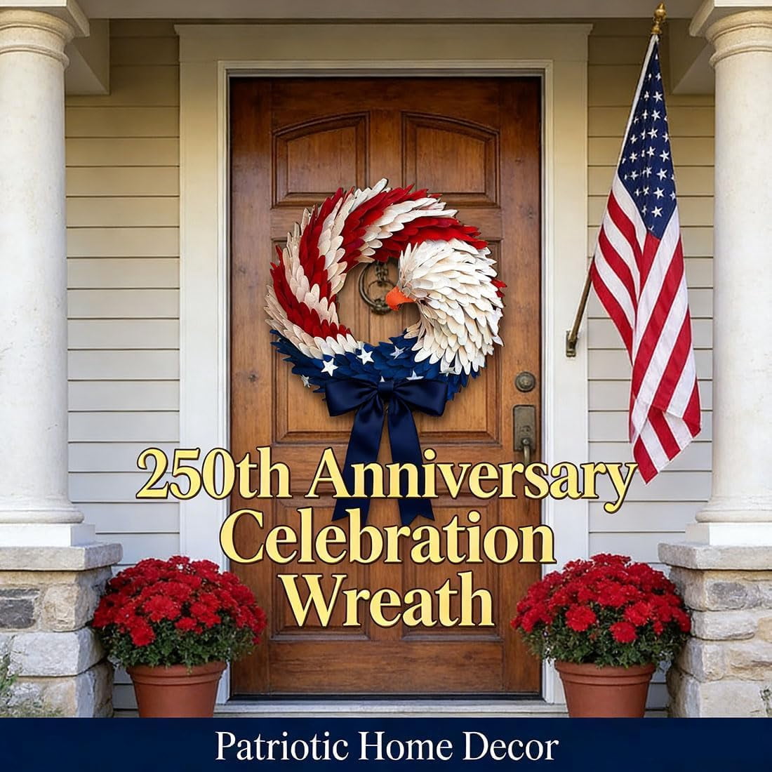 250th Anniversary Eagle Wreath, 4th of July Patriotic Front Door Wreath ...