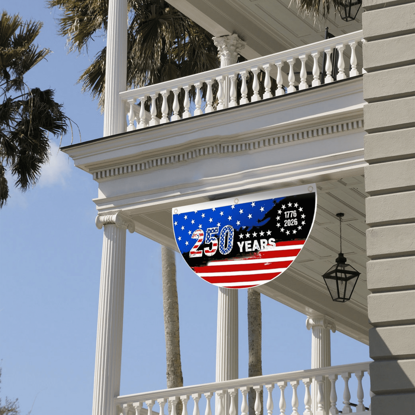 250th Anniversary Fan Banner – 45x90cm Semicircle Flag with Stars ...