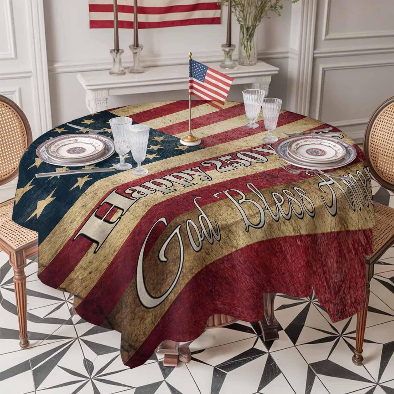 250th Anniversary Flag Table Cloth Waterproof Tablecloths, Vintage ...