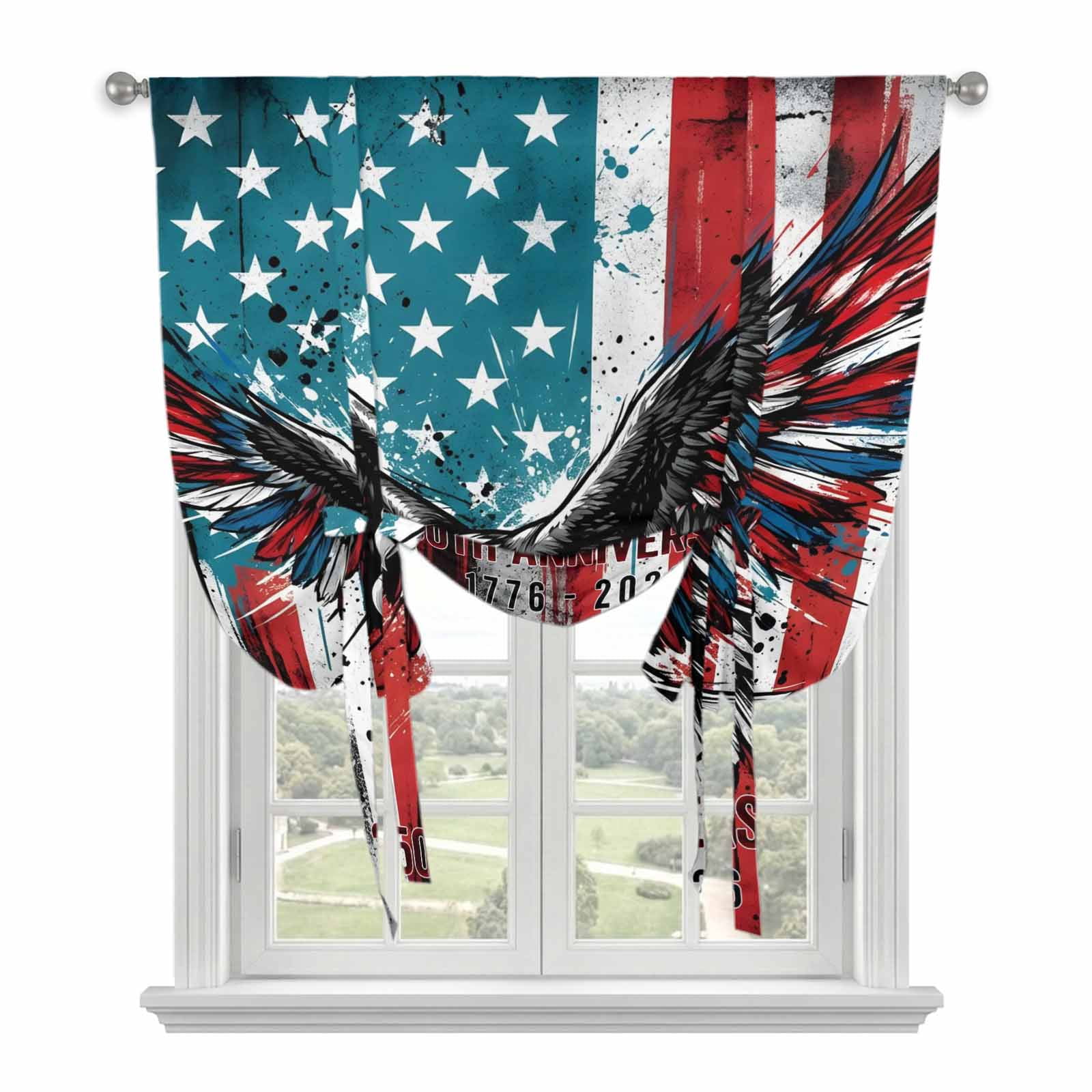 250th Anniversary Flag Tie Up Curtains for Window, Thermal Insulated ...