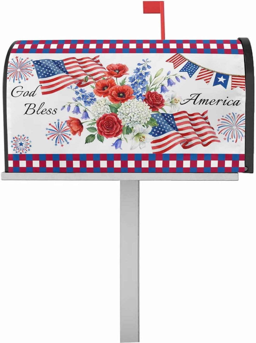 250th Anniversary Floral Mailbox Covers Magnetic, Red Blue Stars 4th of ...