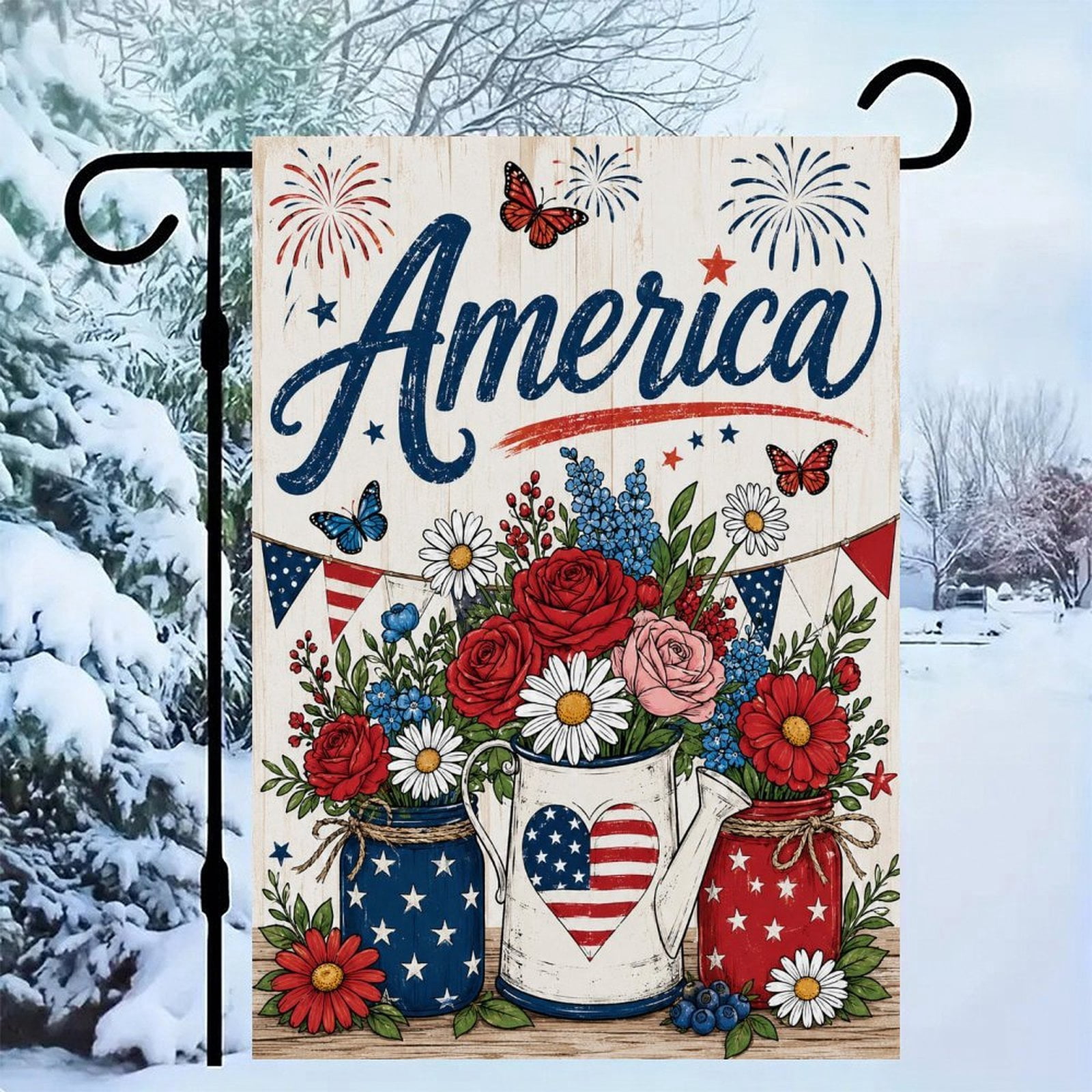 250th Anniversary Garden Flag, Flowers 1776-2026 Yard Decor, 250 Years ...