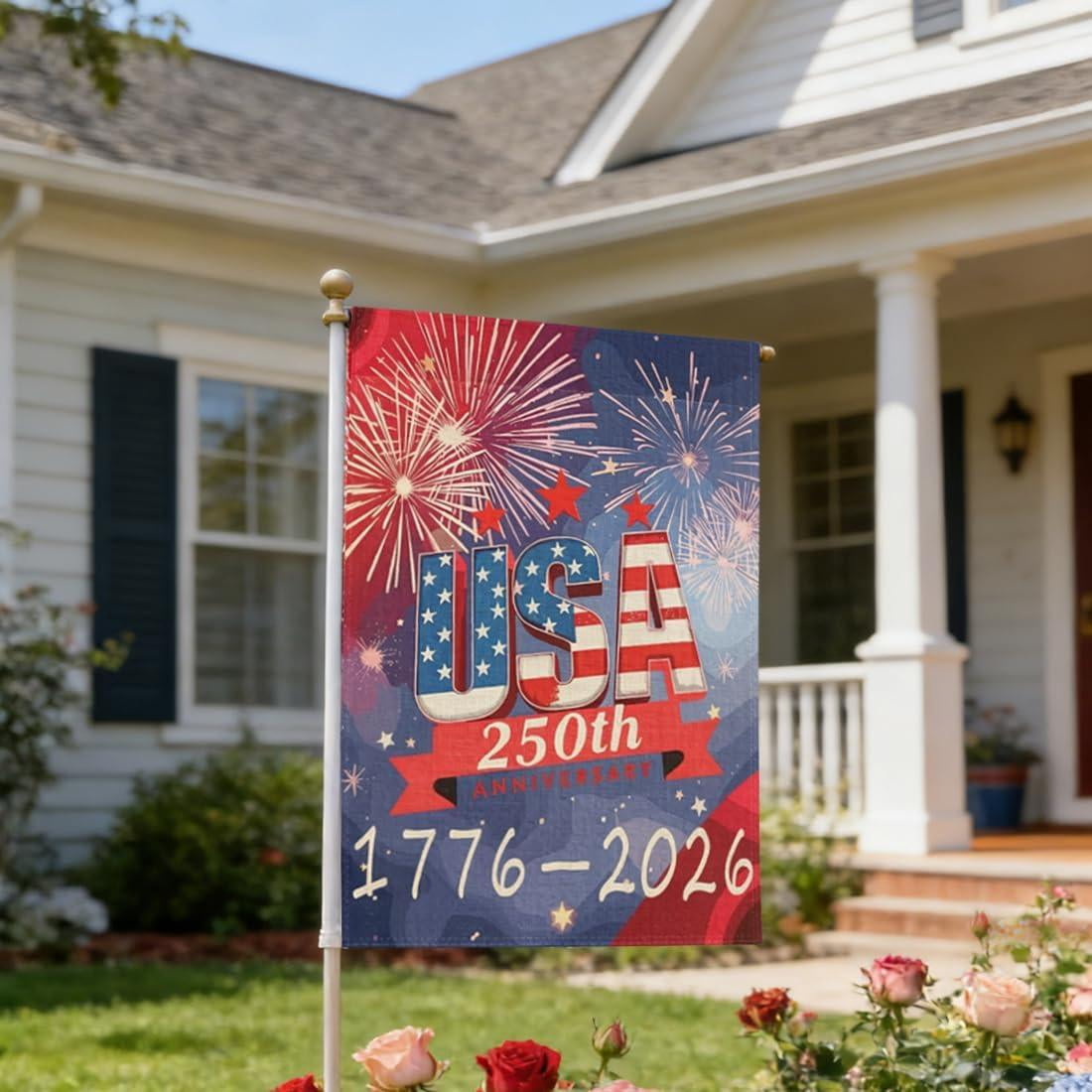 250th Anniversary Garden Flag, Patriotic Garden Flag, Double-Sided ...