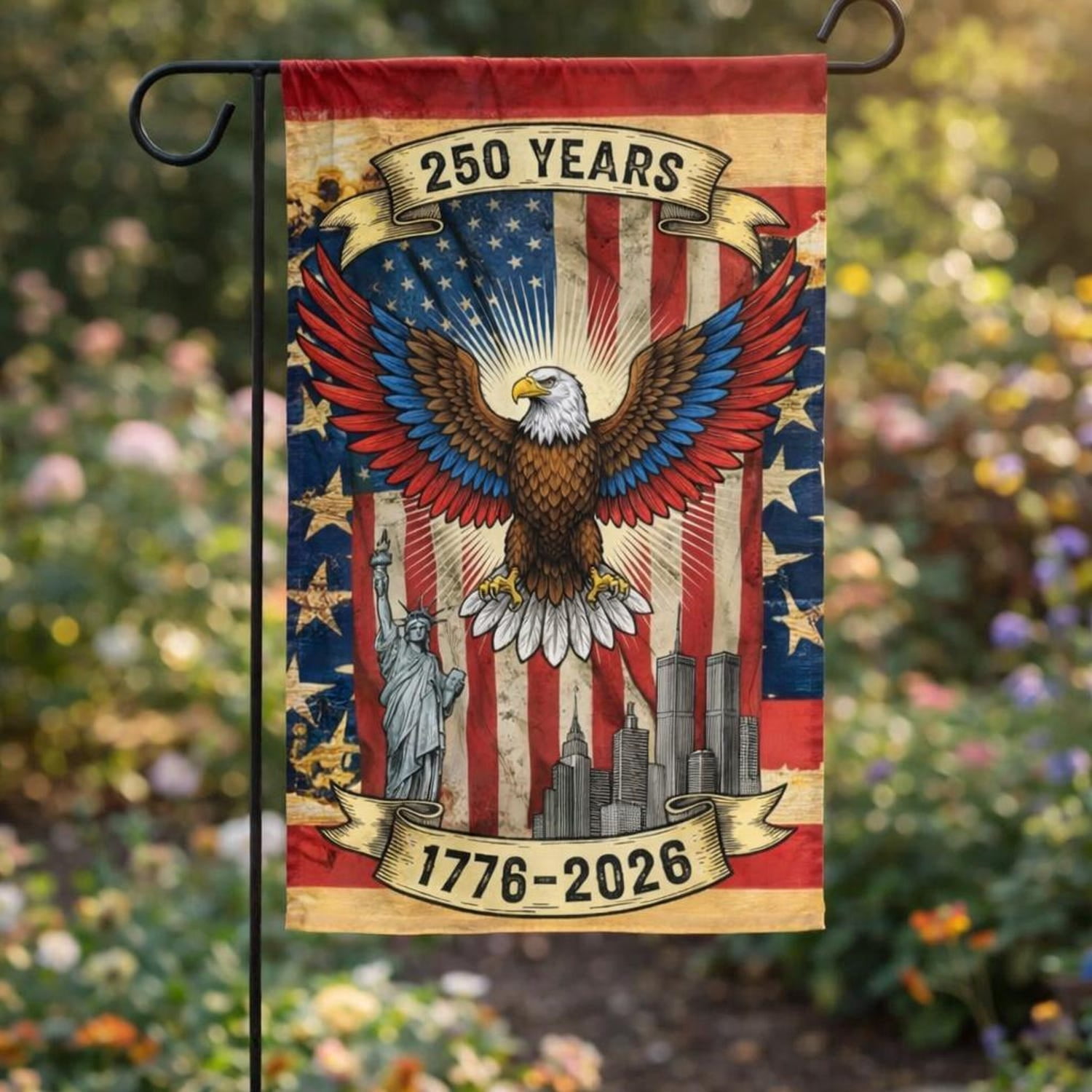 250th Anniversary Garden Flag, USA Patriotic Eagle Banner, American ...
