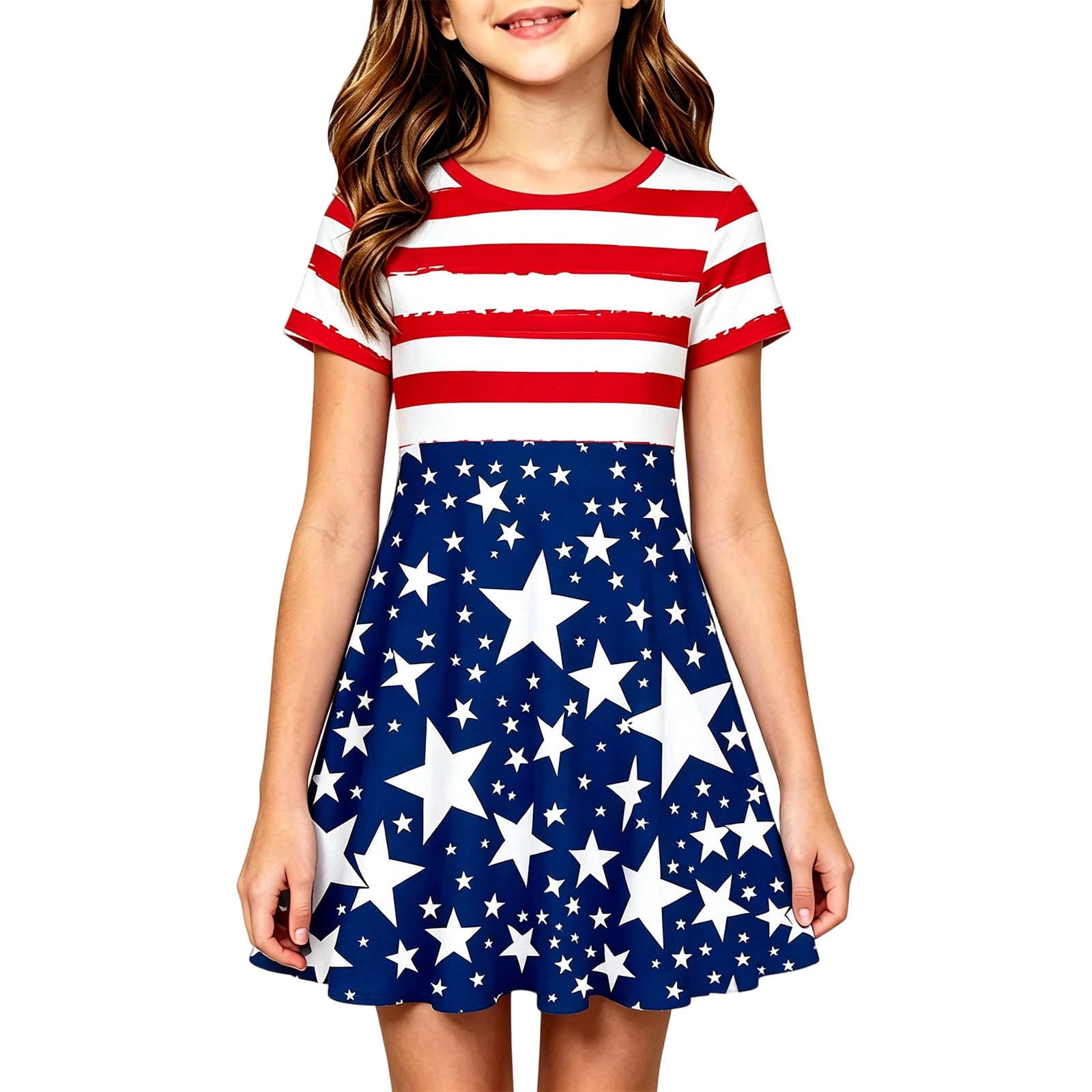 250th Anniversary Girl Dresses Short Sleeve Casual Fashion Patriotic ...