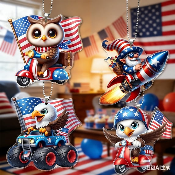 250th Anniversary Hanging Ornamen 2D Flat Acrylic Eagle & Stars 4th of ...