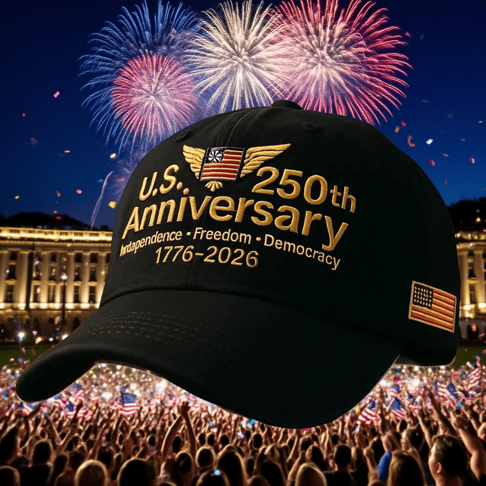 250th Anniversary Hat, Adjustable Retro Washed Patriotic Cap, Army ...