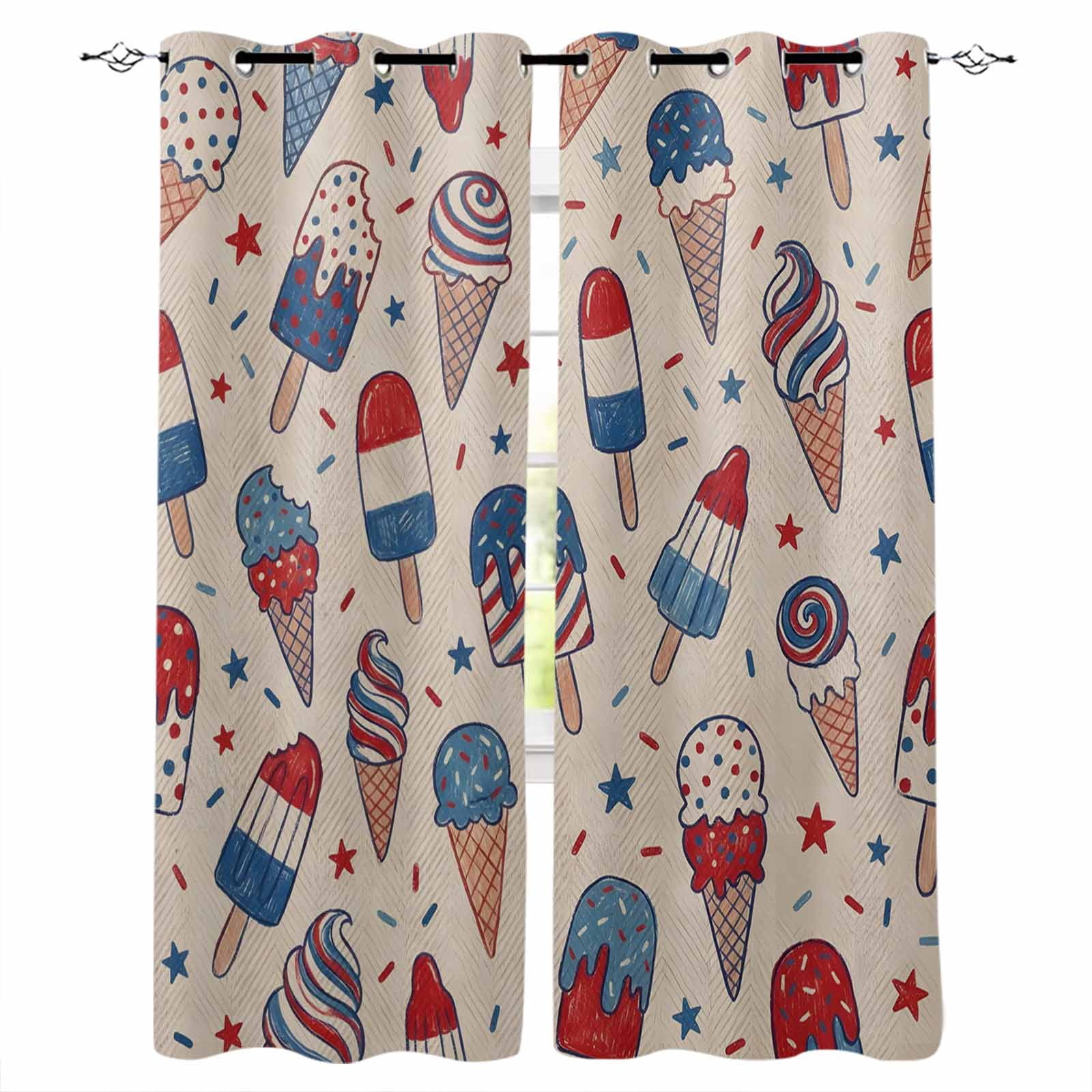 250th Anniversary Ice Cream Blackout Curtains for Bedroom/Living Room ...