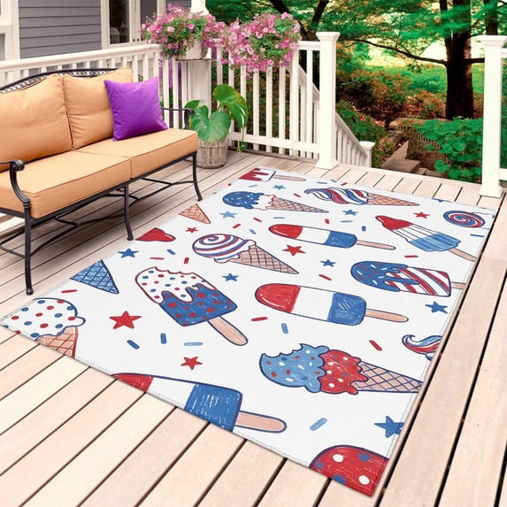 250th Anniversary Ice Cream Outdoor Rug for Patio/Deck/Porch, Non-Slip ...