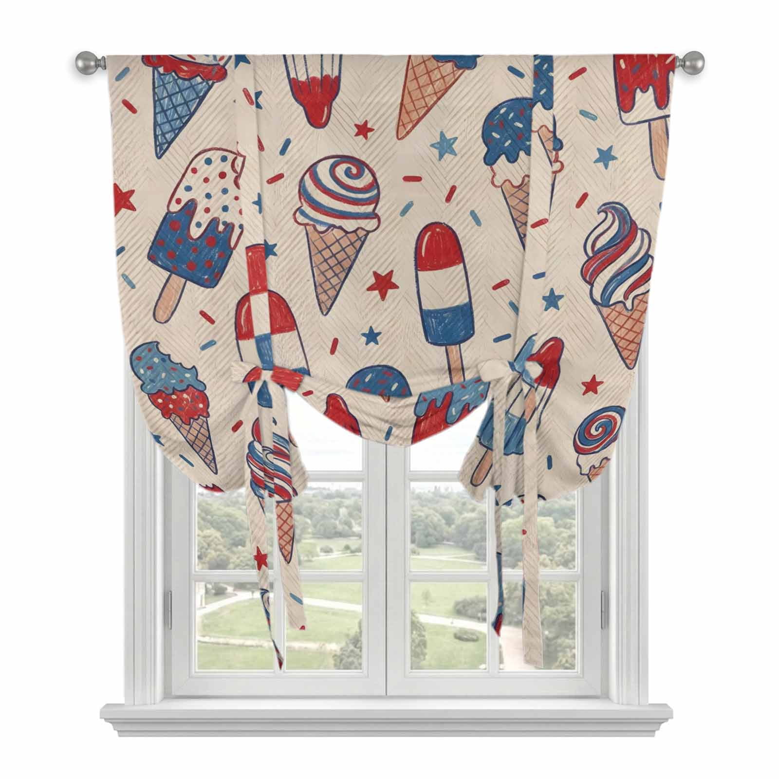 250th Anniversary Ice Cream Tie Up Curtains for Window, Thermal ...