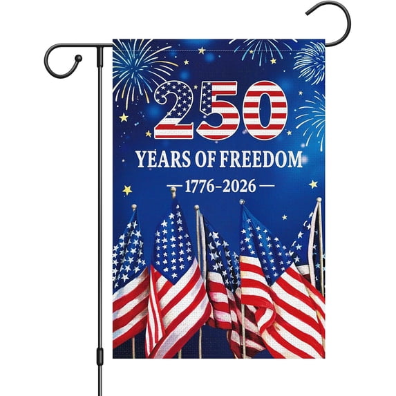 250th Anniversary Independence Day Garden Flag 12x18 Inch Burlap 1776 ...