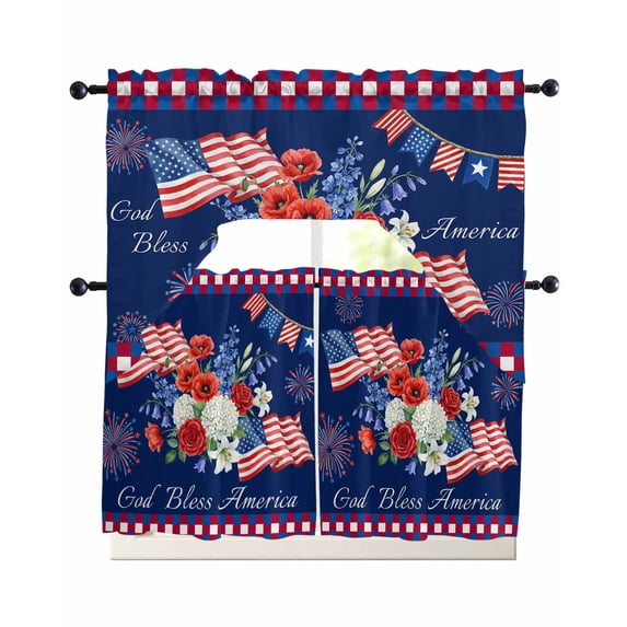 250th Anniversary Kitchen Curtains Sets 36 Inch Length with Valance ...