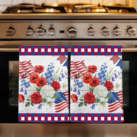 250th Anniversary Kitchen Towels Set of 1, Independence Day Floral ...