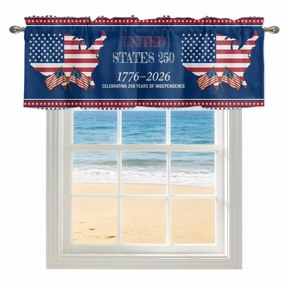 250th Anniversary Kitchen Valances for Windows 42x12 Inch Kitchen ...