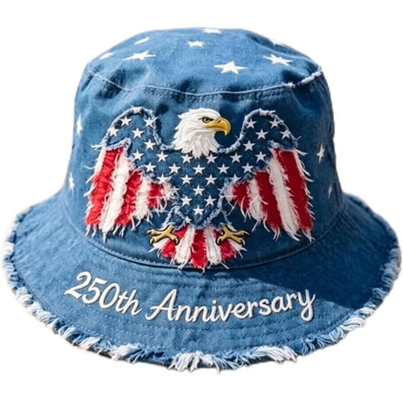 250th Anniversary Leisure Bucket Hat Embroidered with American Flag ...