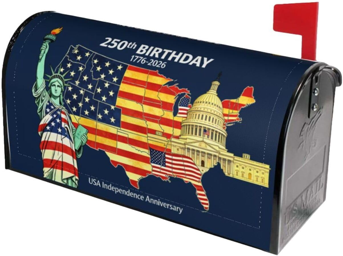 250th Anniversary Mailbox Covers, Patriotic Magnetic Post Box Cover ...