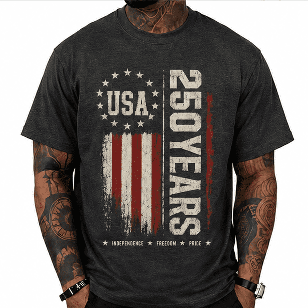 250th Anniversary Mens Patriotic T Shirts USA Flag Retro 1776-2026 ...