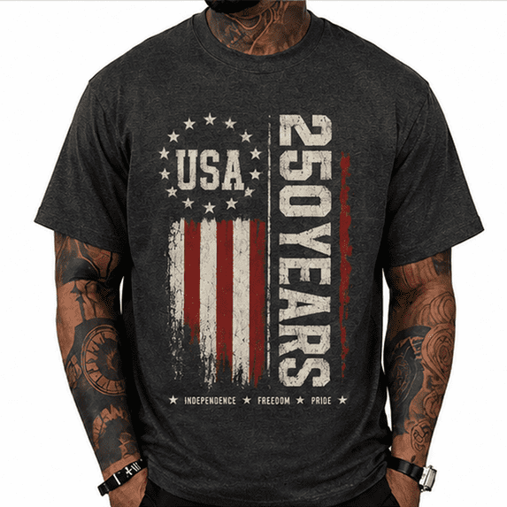 250th Anniversary Mens Patriotic T Shirts USA Flag Retro 1776-2026 ...