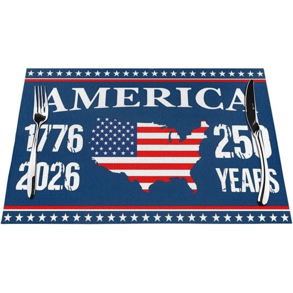 250th Anniversary PVC Woven Place Mats 250 Years Birthday Patriotic ...