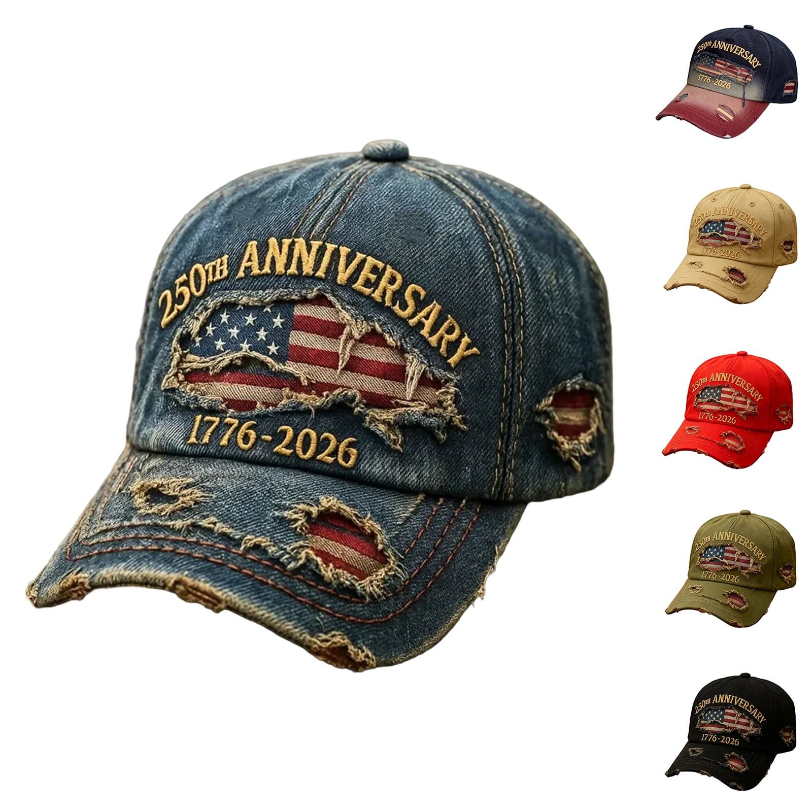250th Anniversary Patriotic Baseball Cap Denim Adjustable Embroidered ...