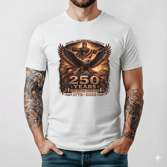 250th Anniversary Patriotic Eagle Cross Tee America 1776 2026 Freedom ...