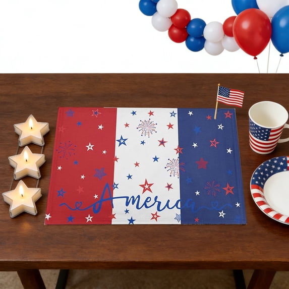 250th Anniversary Patriotic Placemats, Red White Blue America Star ...