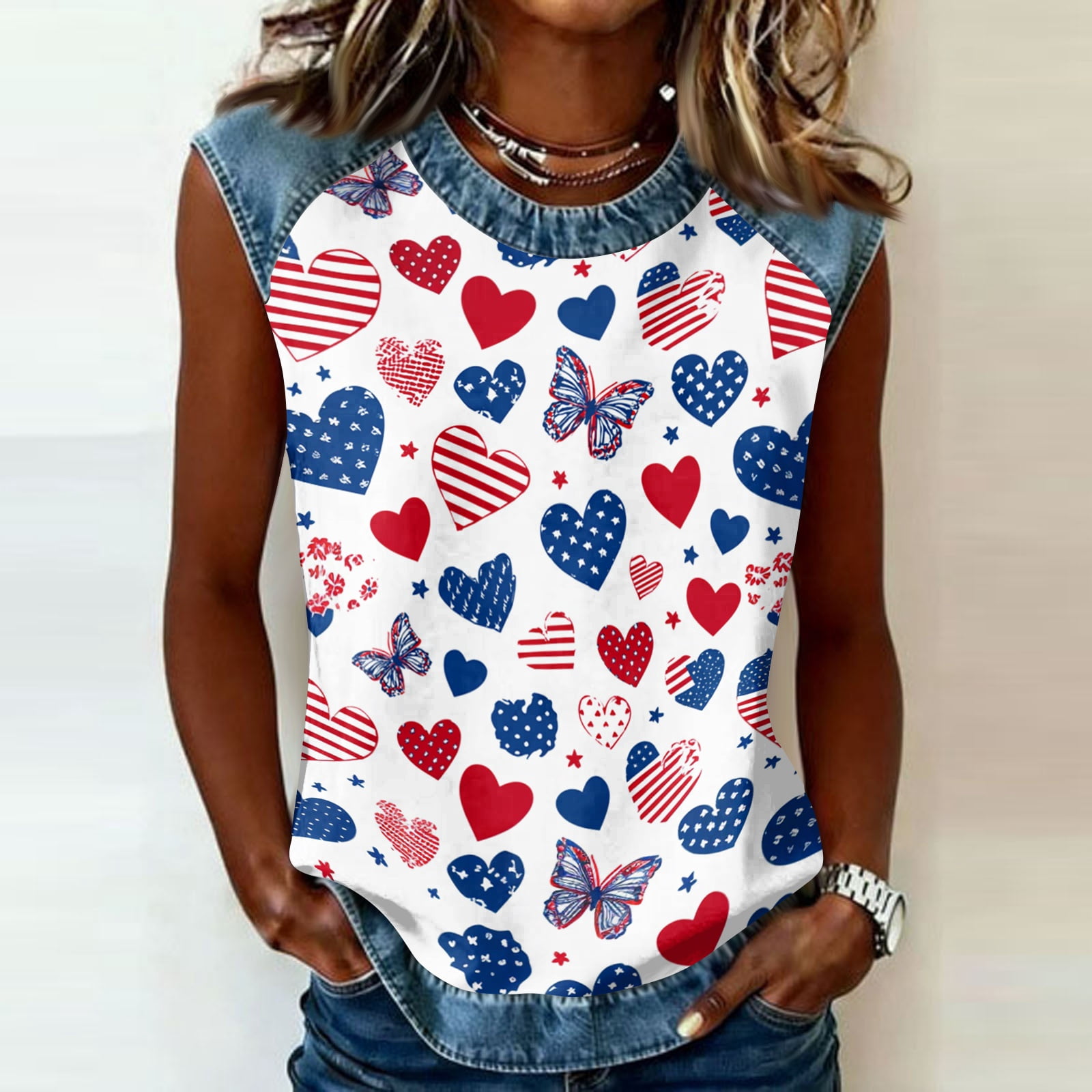 250th Anniversary Patriotic Tank Top Floral Printed Flag Graphic Tank ...